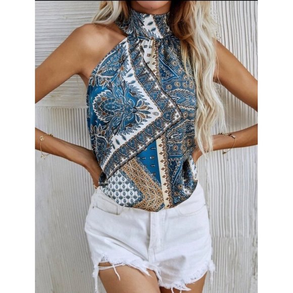 Hippie Legacy | Tops | Boho Paisley Print Halter Top | Poshmark